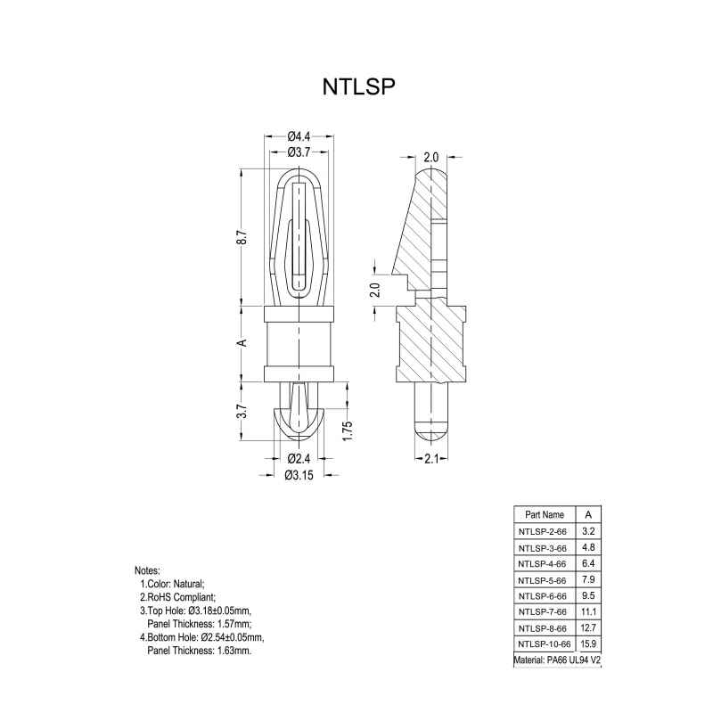 Locking Circuit Board Support Post Series T