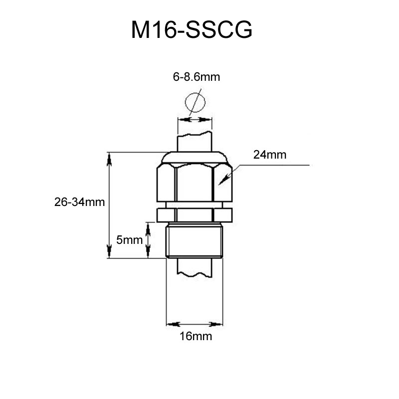 Stainless Steel Metric Cable Gland M16