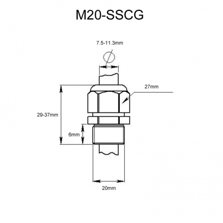 Stainless Steel Metric Cable Gland M20