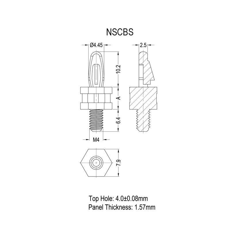 Studded PCB Support Hex Locking Bayonet - M4