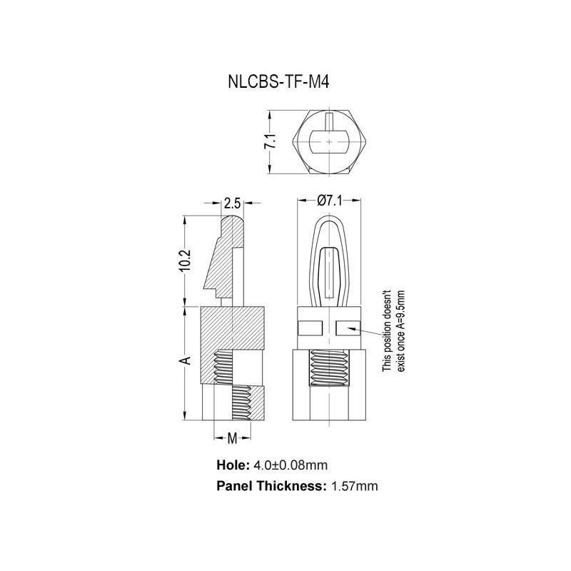 Threaded Hex PCB Support Locking Bayonet - M4