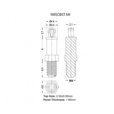 Studded Hex PCB Support Locking Teardrop - M4