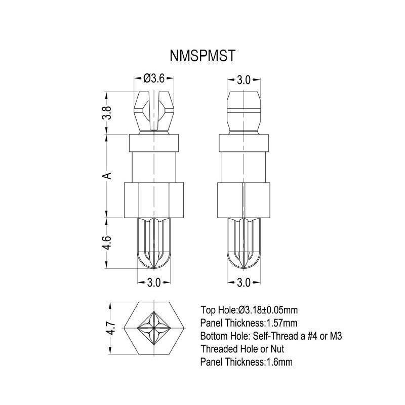 Hex PCB Support Non-Locking -M3