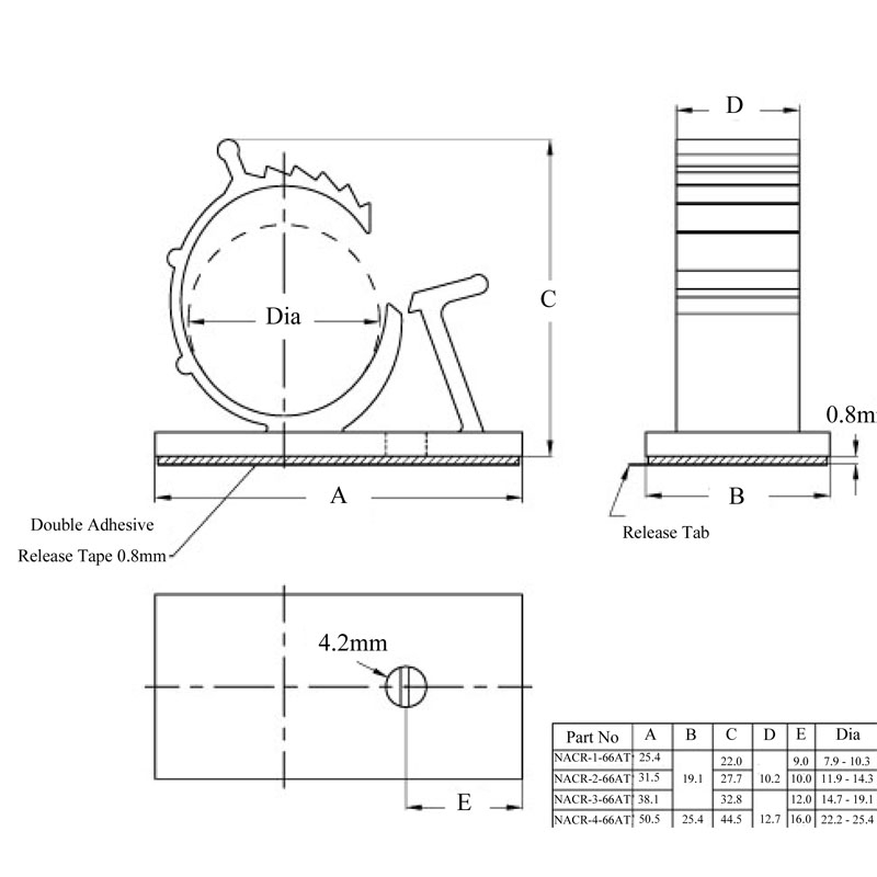 Side entry Rounded Cable Clips